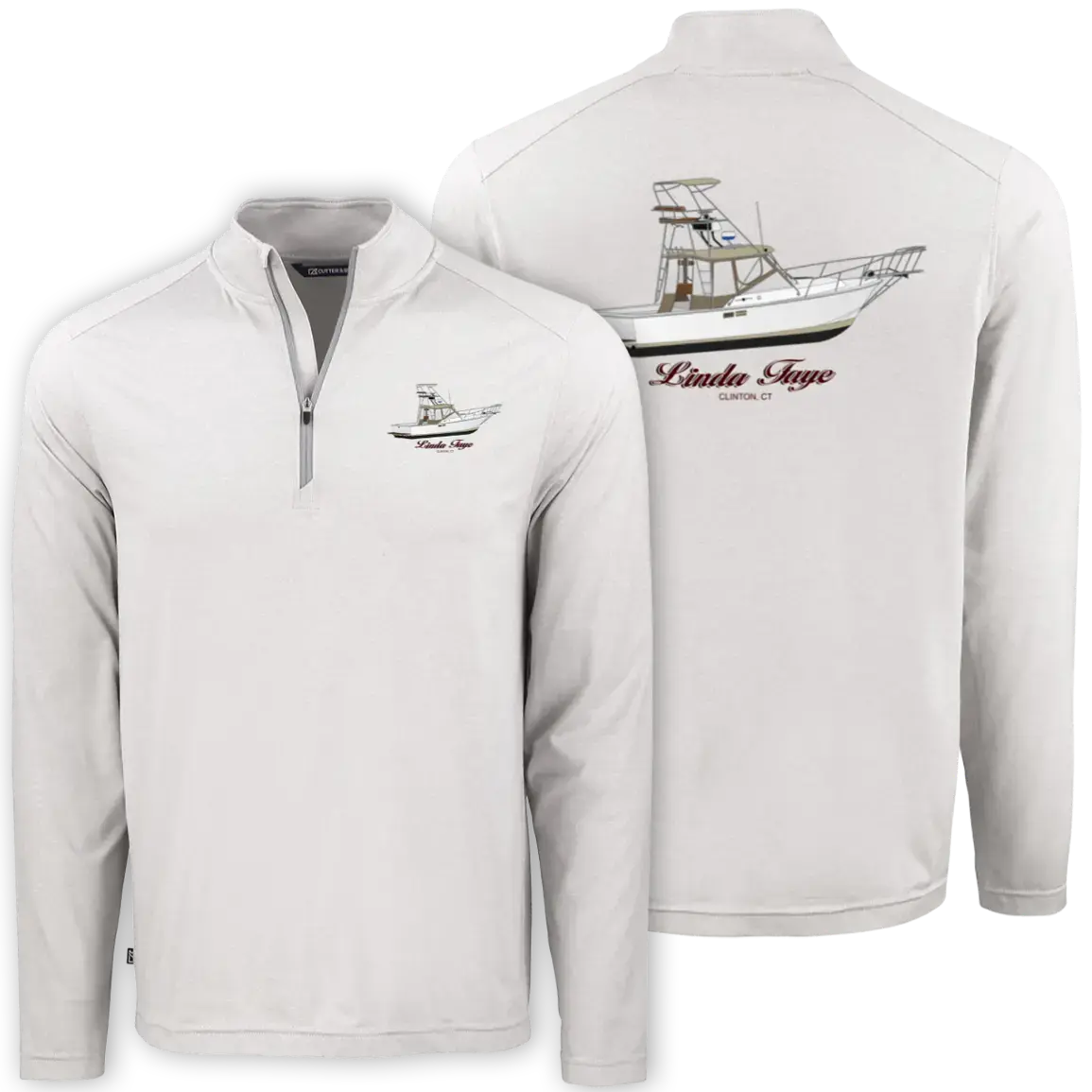 Mens Performance Custom Boat Half Zip Pullover - Custom Yacht Shirts